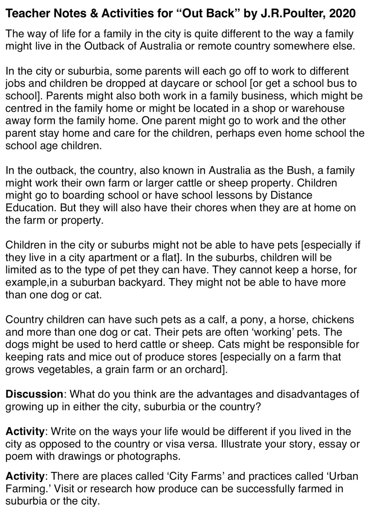 “Outback” with Teacher Notes by J.R. Poulter | Australian Children’s Poetry