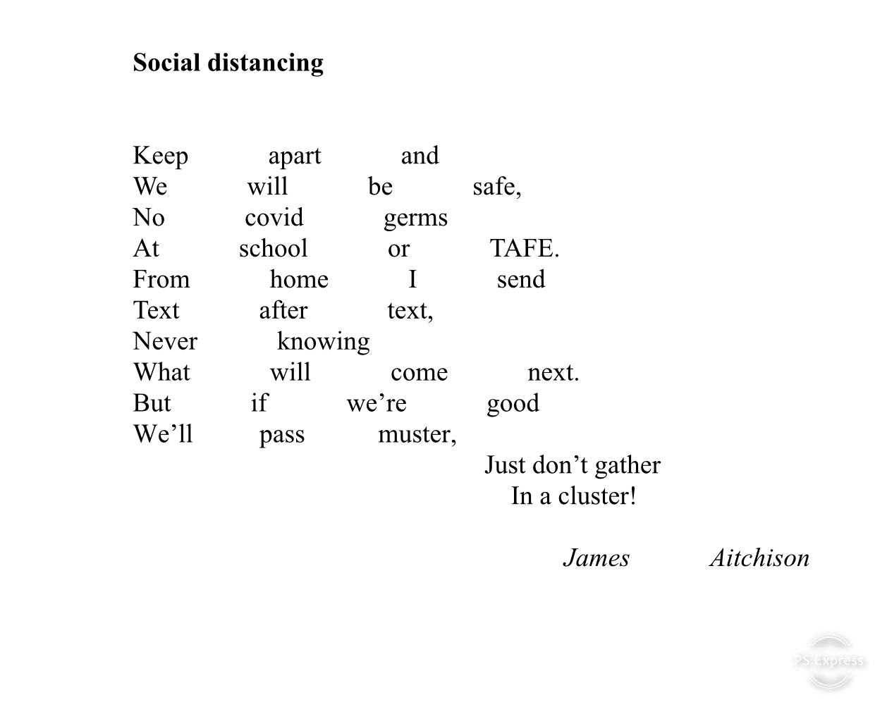 “Social distancing” by James Aitchison | Australian Children’s Poetry