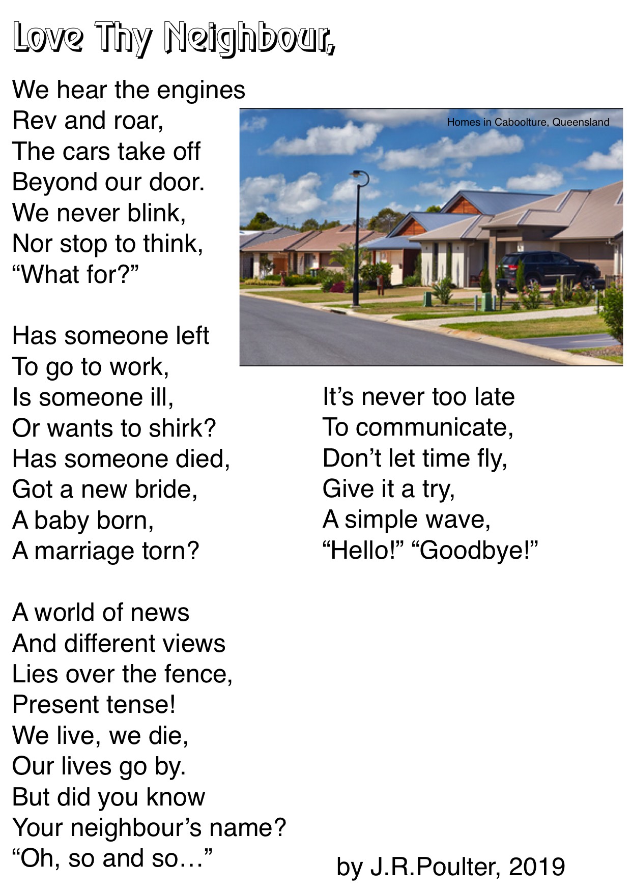 “Love Thy Neighbour” by J. R. Poulter | Australian Children’s Poetry