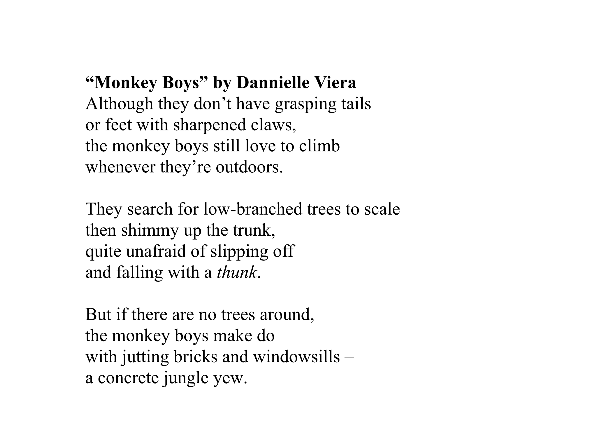 Monkey Boys by Dannielle Viera | Australian Children’s Poetry