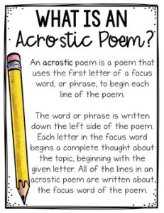 Prompt #4 Acrostic Poetry | Australian Children’s Poetry