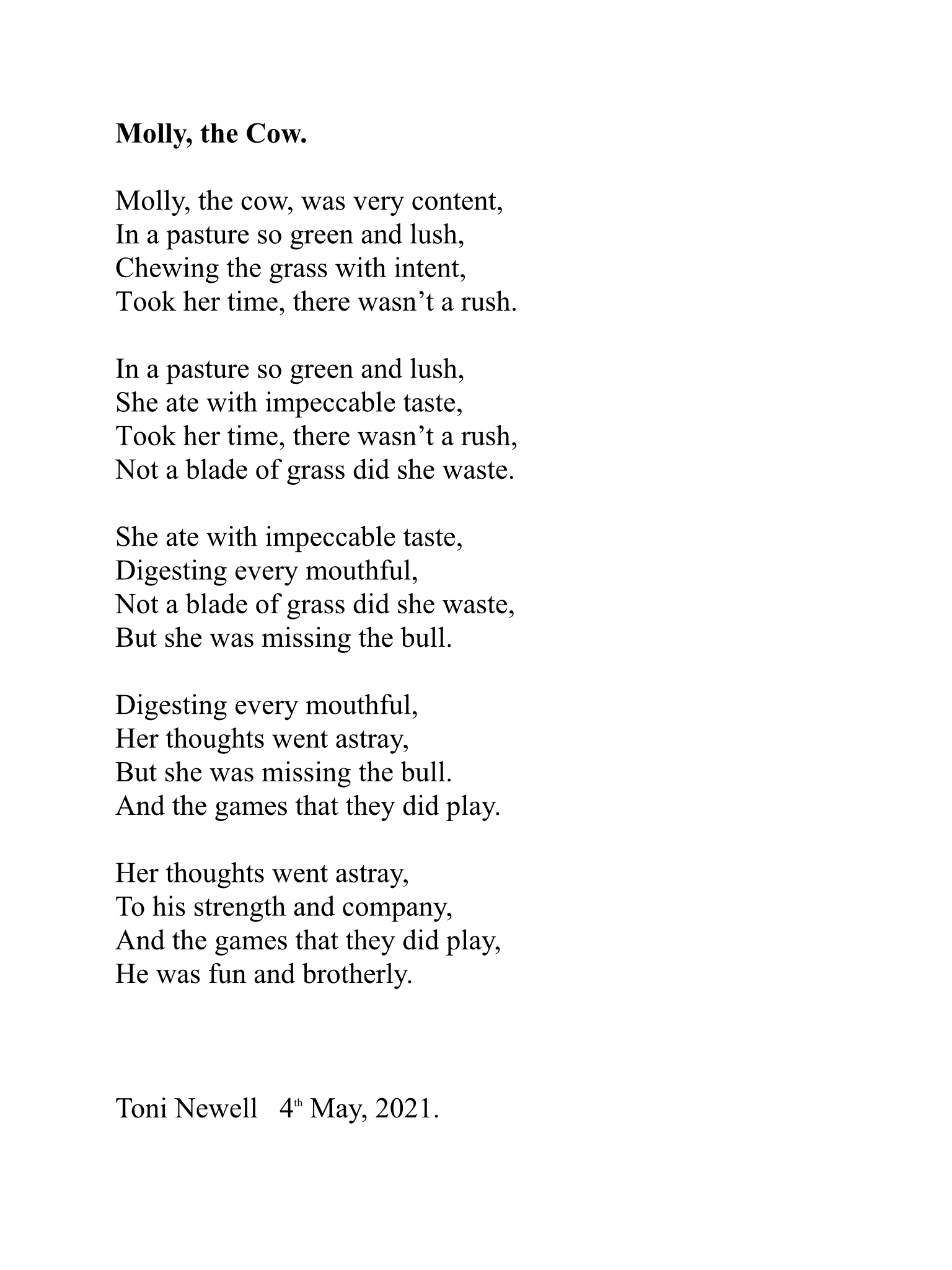 “Molly, the Cow” by Toni Newell | Australian Children’s Poetry