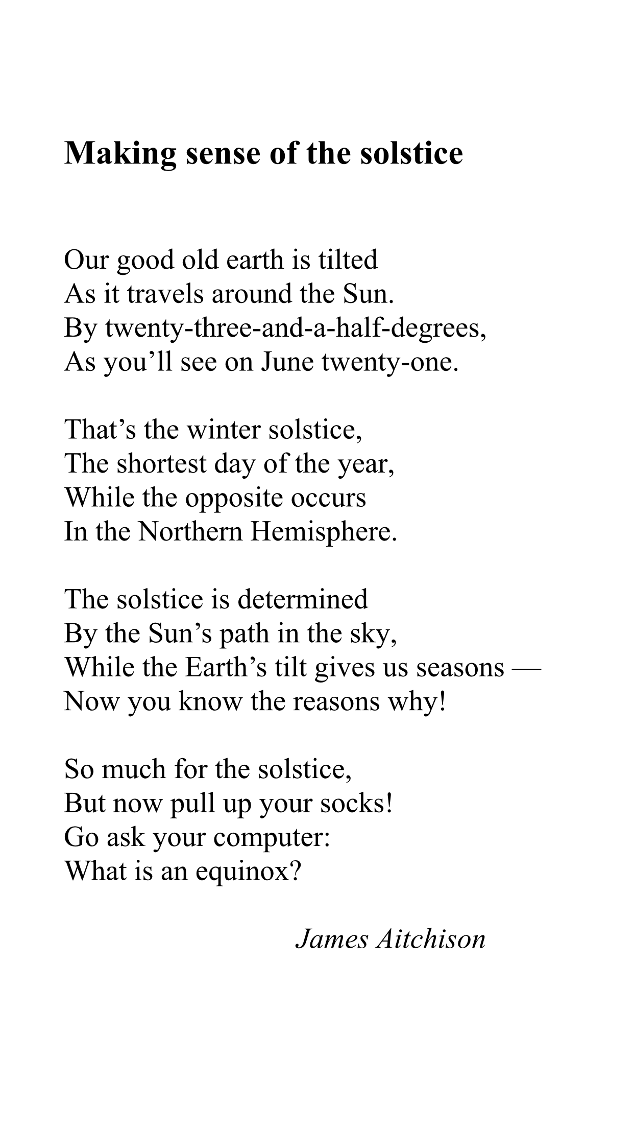 “Making sense of the solstice” by James Aitchison | Australian Children ...