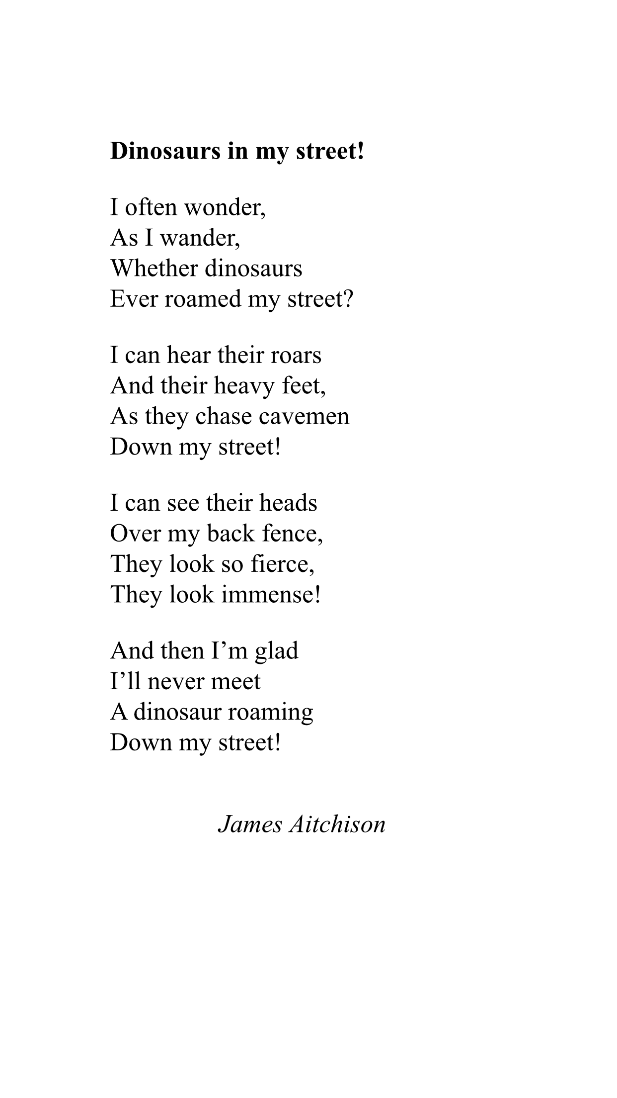 “Dinosaurs in my street” by James Aitchison | Australian Children’s Poetry