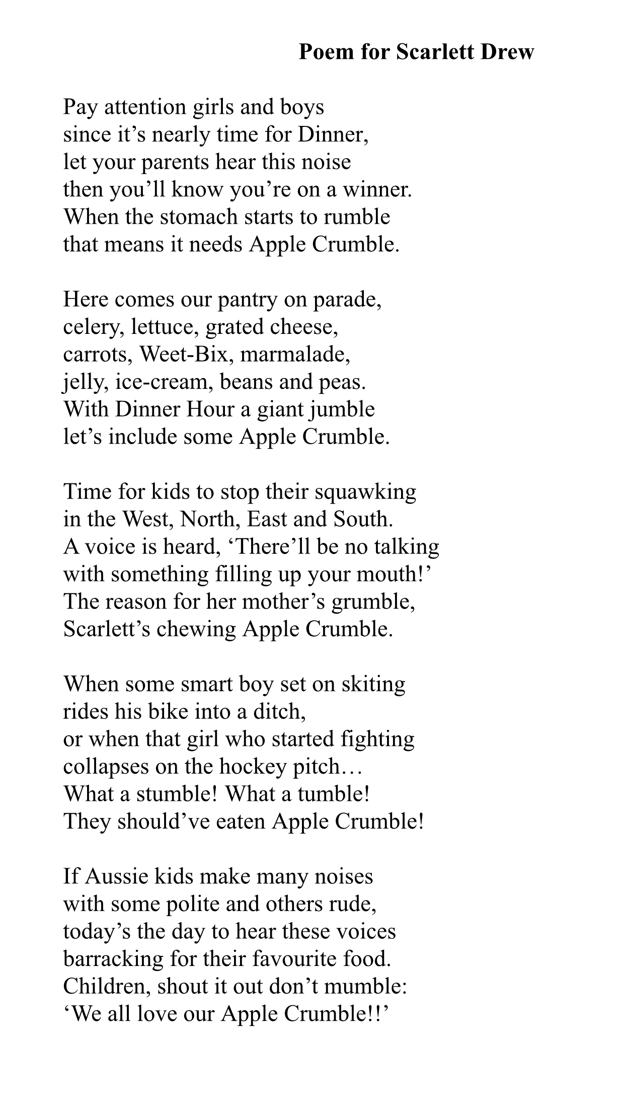 “Poem for Scarlett” by Alan Wearne | Australian Children’s Poetry