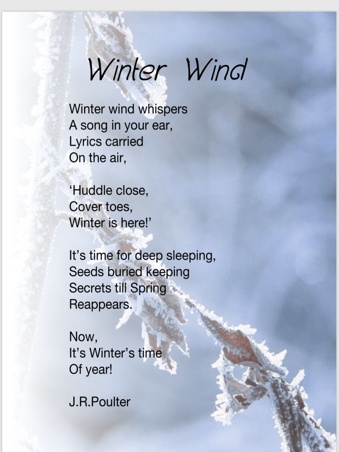 “Winter Wind” by J. R. Poulter | Australian Children’s Poetry