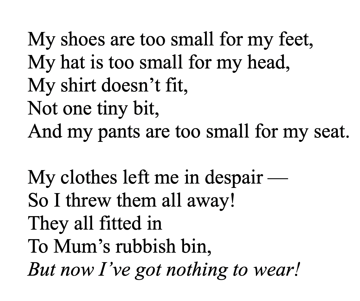“I don’t like my clothes” by James Aitchison | Australian Children’s Poetry