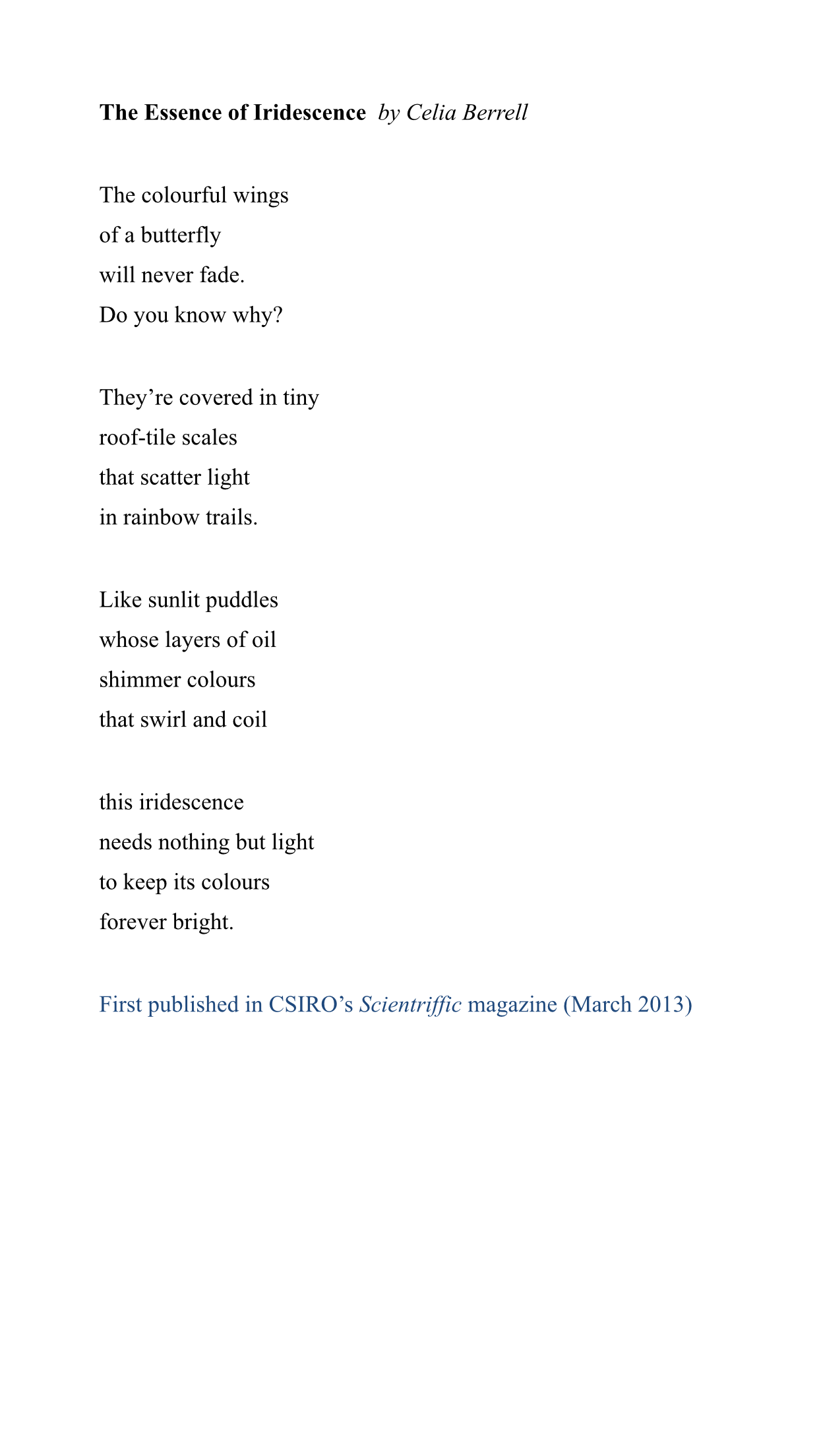 “The Essence of Iridescence” by Celia Berrell | Australian Children’s ...