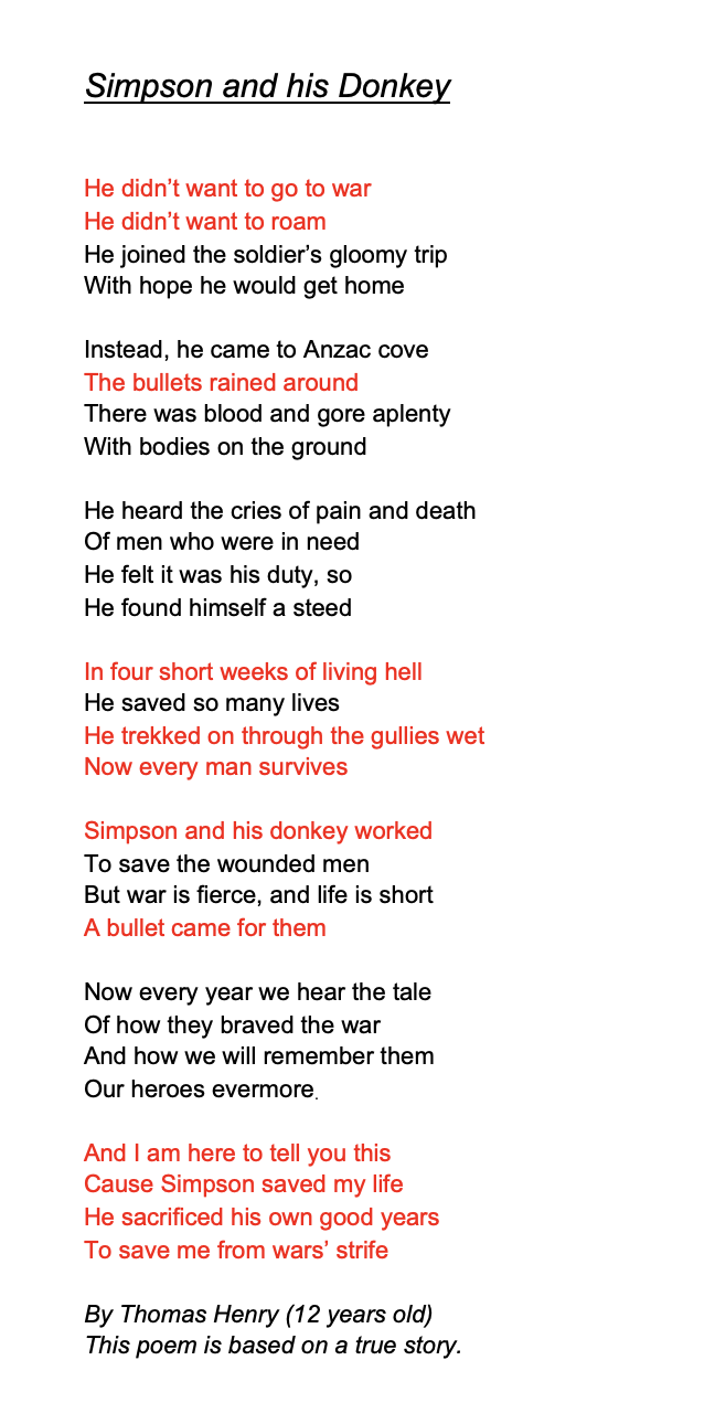 “Simpson and his Donkey” by Thomas Henry (12 Years old) | Australian ...