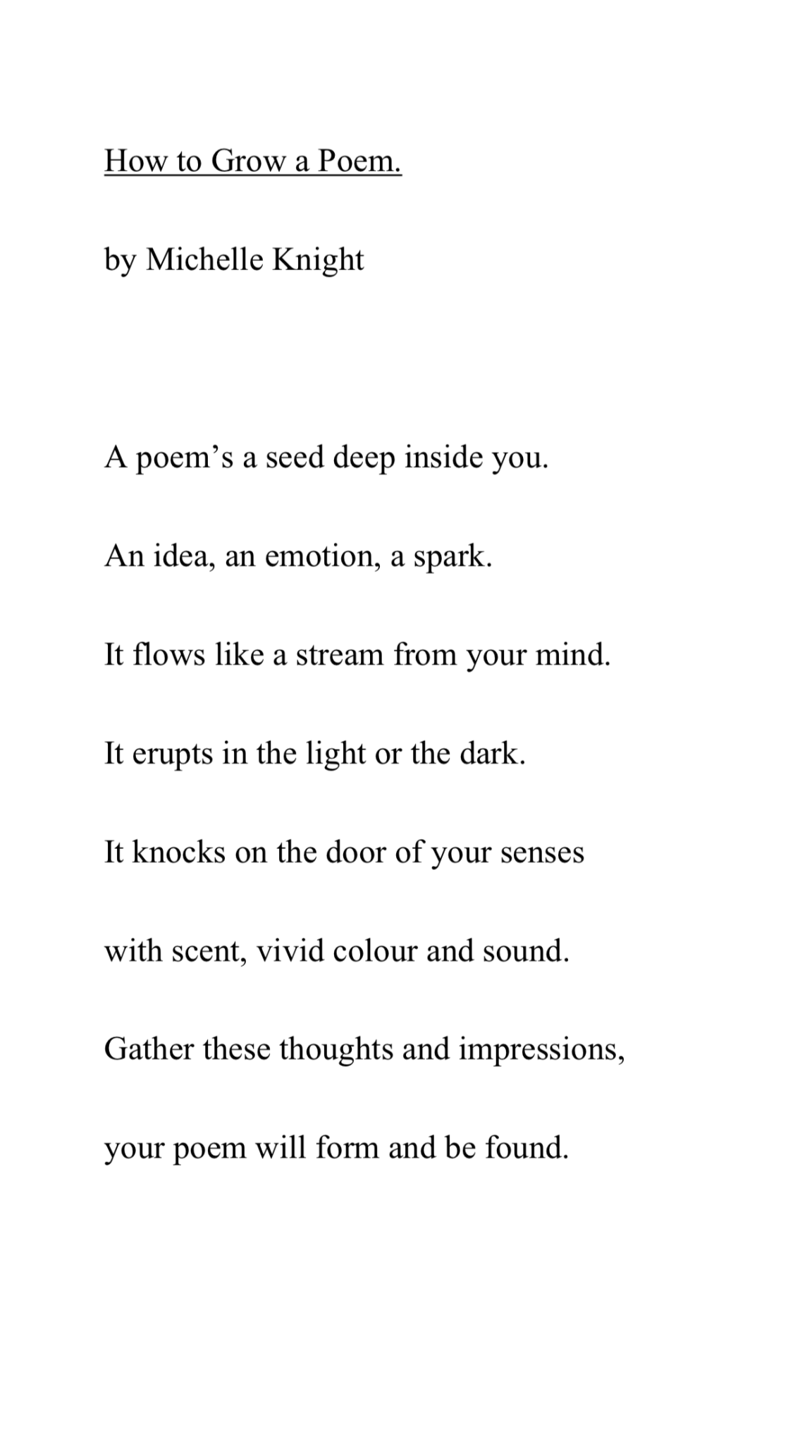 “How to Grow a Poem” by Michelle Knight | Australian Children’s Poetry