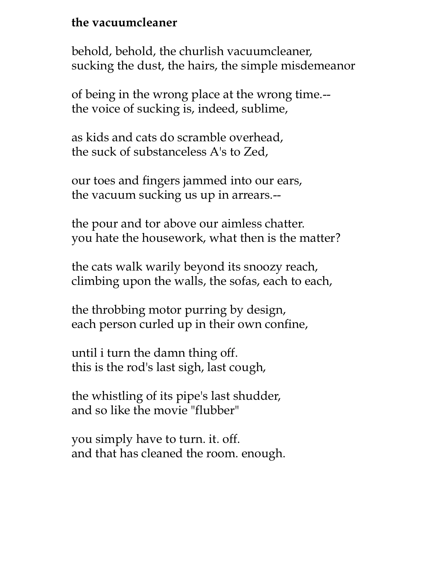 “The vacuum cleaner” by Marcus Ten Low | Australian Children’s Poetry