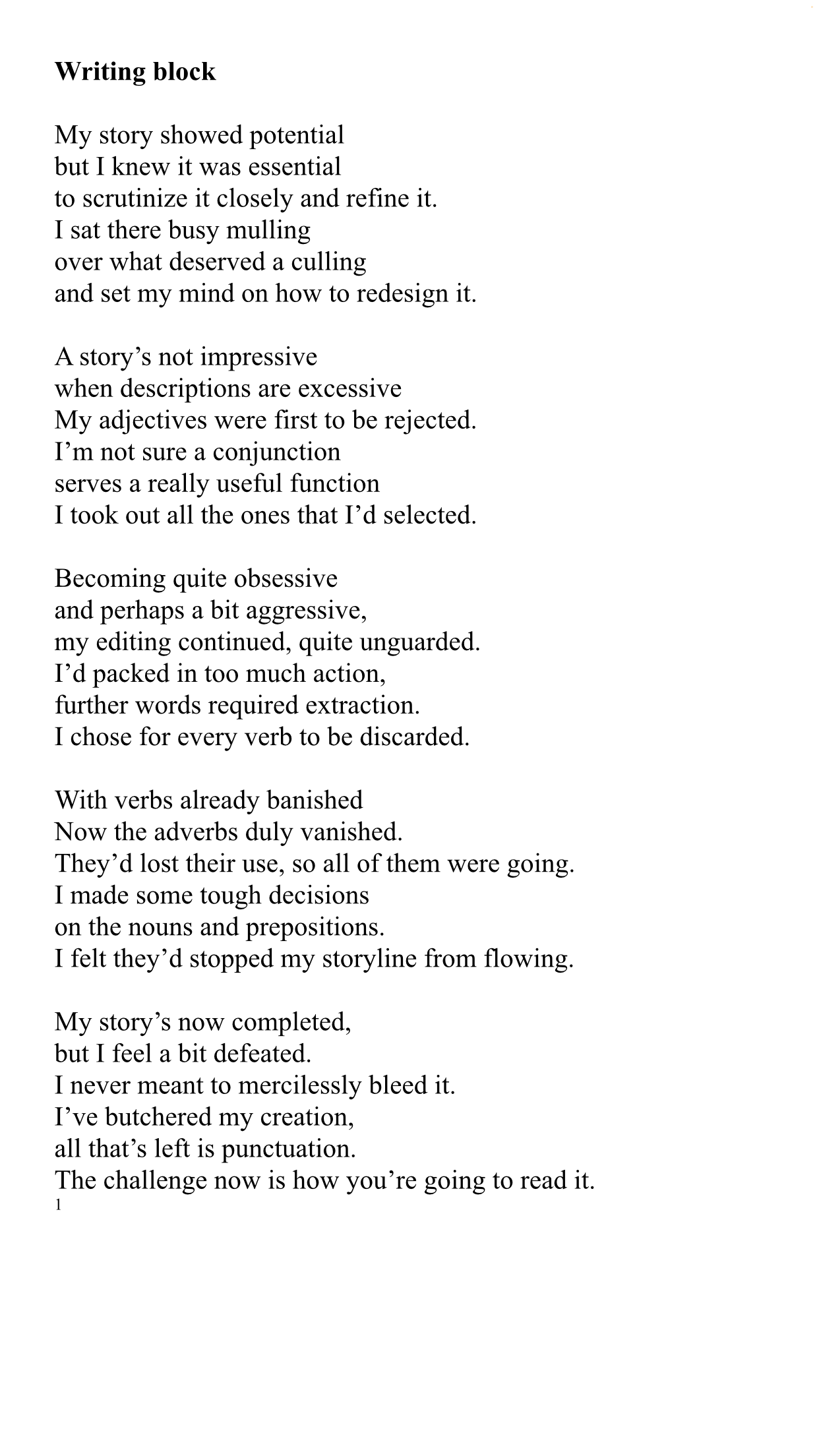 “Writing Block” by Jenny Erlanger | Australian Children’s Poetry